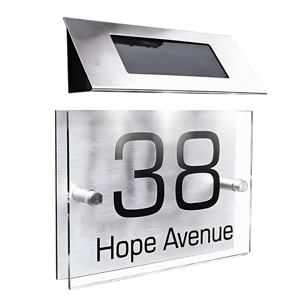 DIY Modern Stainless Steel Solar Powered House Number Sign — Bostin Life