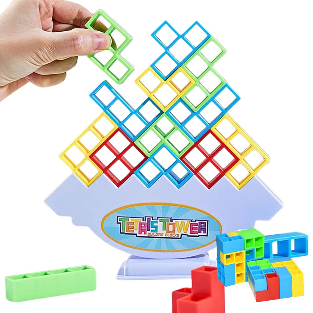 Interactive 48pcs Tetris Tower Stackable Building Blocks Kids Toy ...