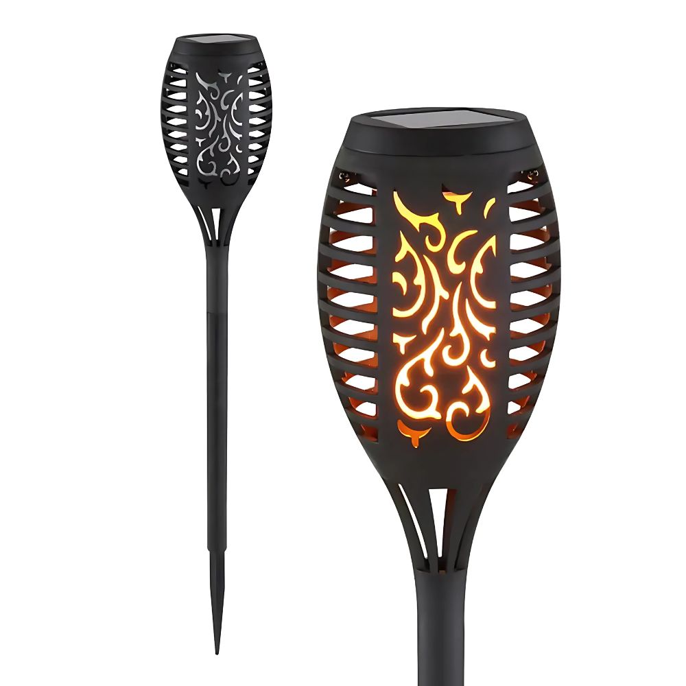 Solar-Powered Water Resistant 12 LED Flickering Torch Flame Outdoor Pa ...