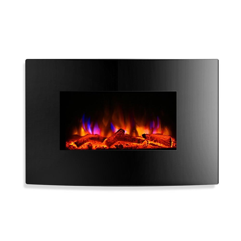 Wall Mounted 2000W Electric Fireplace Log Wood Fire Look with Remote ...